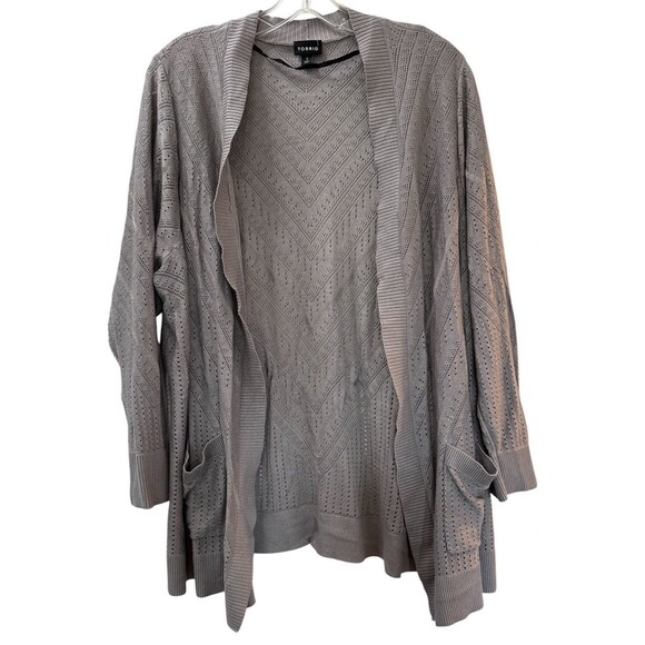 Sweaters | Torrid Cardigan Sweater Womens Size 3 Gray Open Knit Long ...